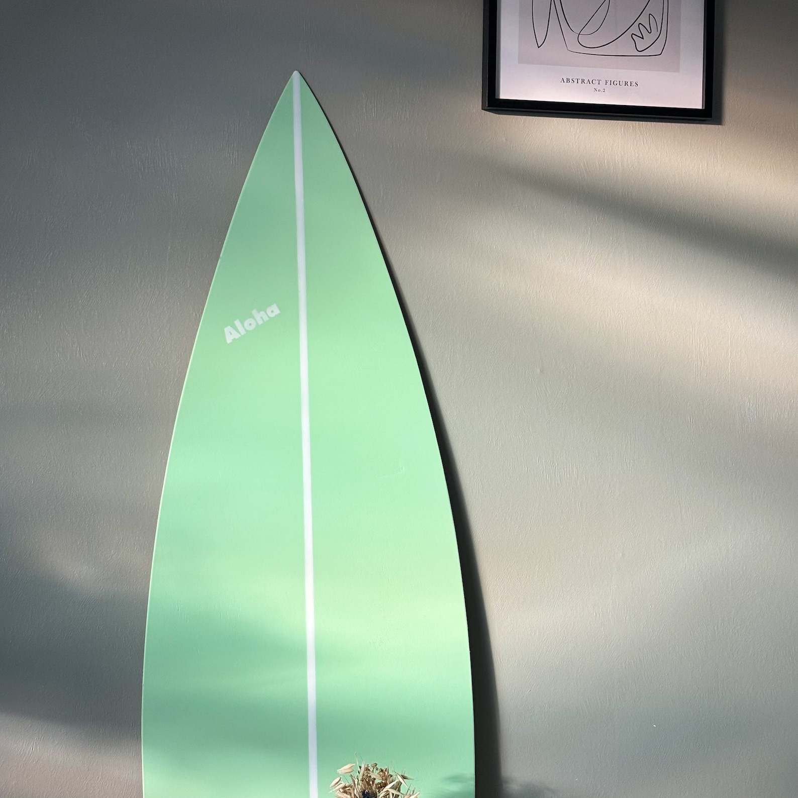 Wooden Decorative Surfboard in Baby Pink and Green for Coastal Room ...