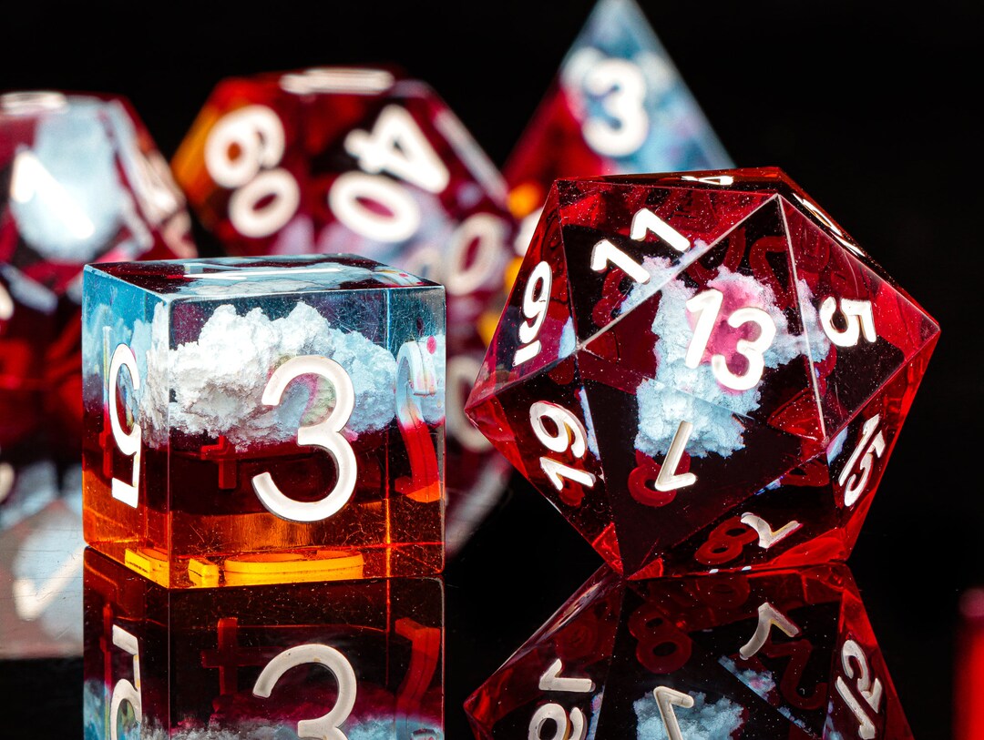 Cloud Dice Set of 7 , D&D Dice Resin Sharp Edge Dice Set Handmade Dice ...