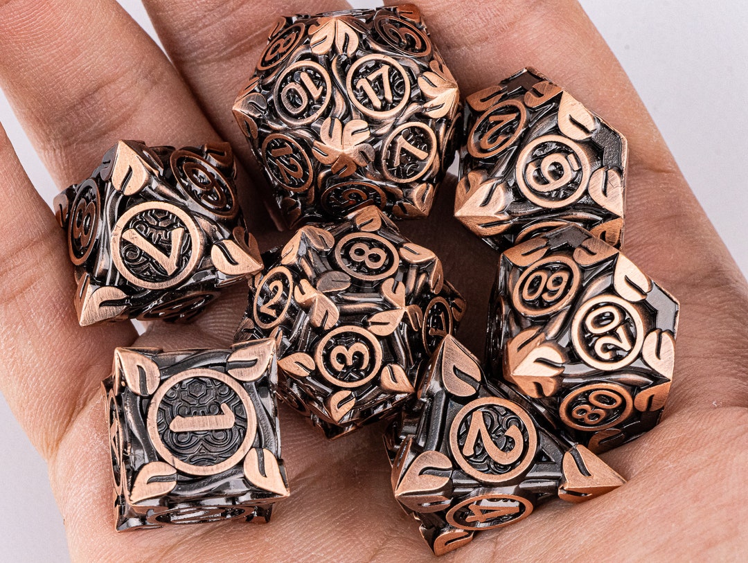 Vintage Red Copper Dice With Leaves Design, Vine Dice for Role Playing ...