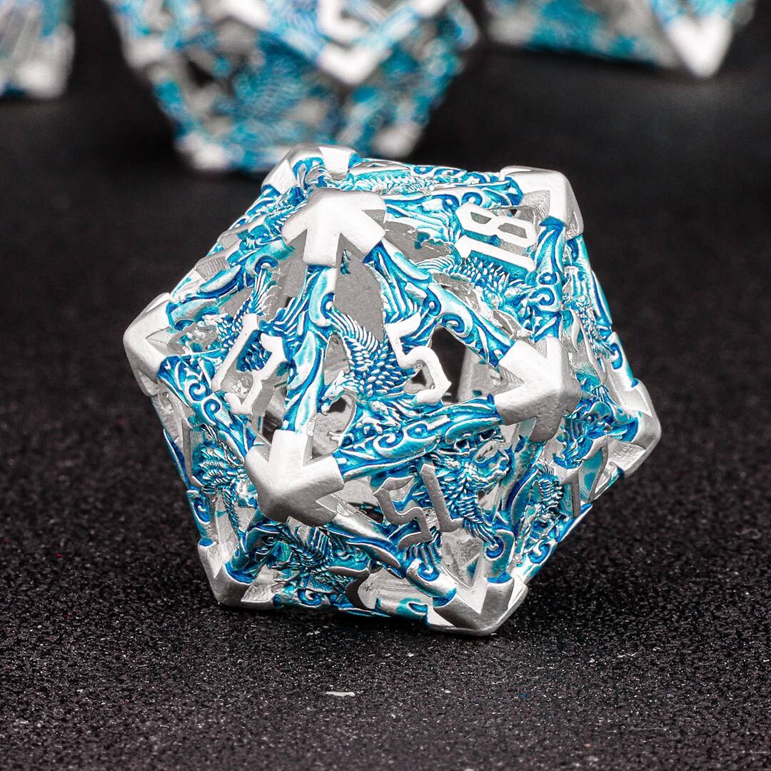 Full Set Dnd Dice Hollow Dice Blue Dice Set Polyhedral - Etsy