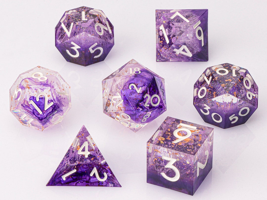Purple Resin Dice Dnd Dice Set Handmade Sharp Edge Dice - Etsy