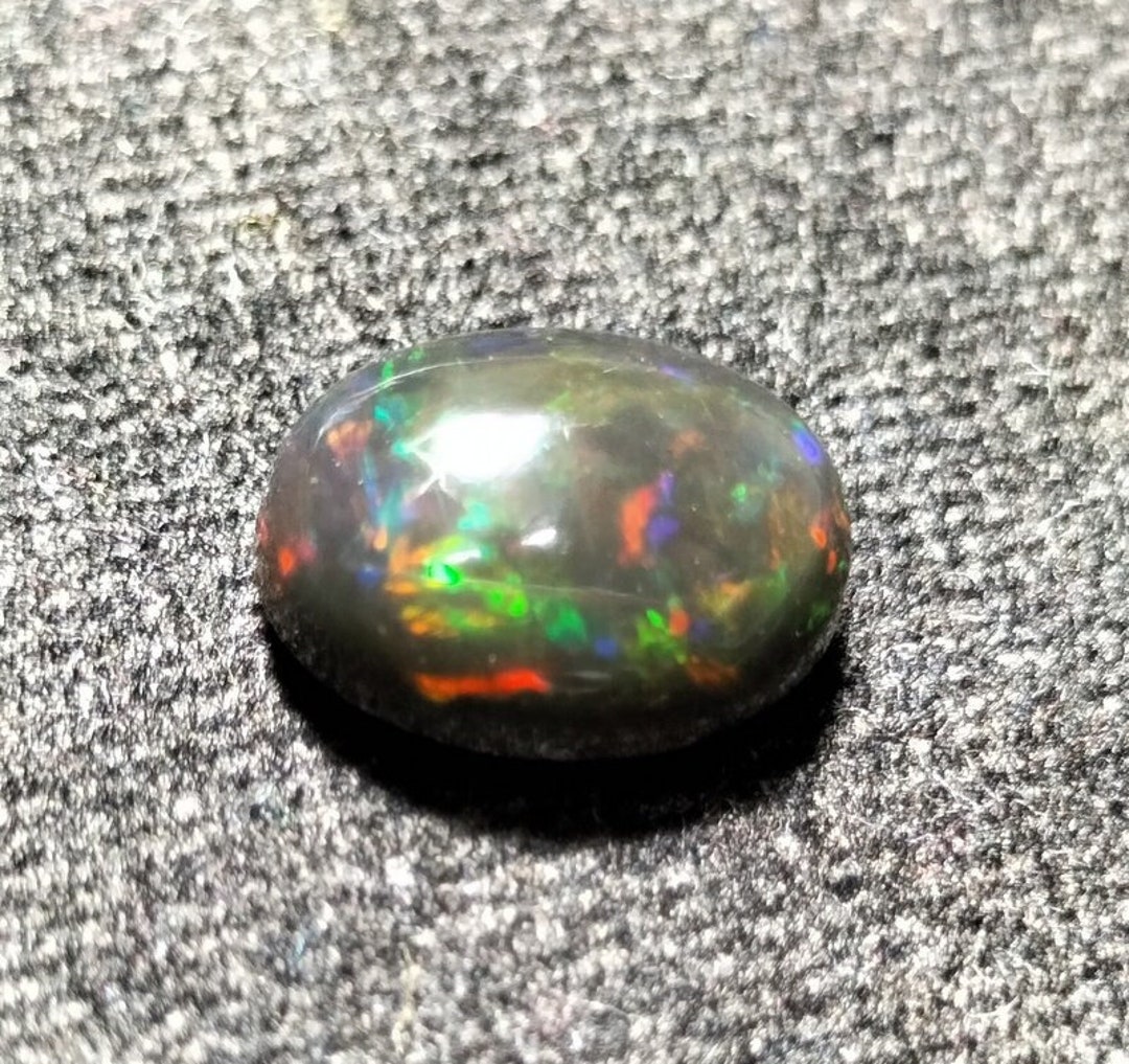 RAINBOW FIRE BALCK Ethiopian Opal Cabochon 2.50 Ct Natural Gemstone ...