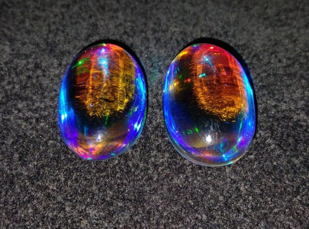 MYSTIC TOPAZ FIRE Pair Top Quality Cabochon Ct 40 to 50 Loose Stone ...