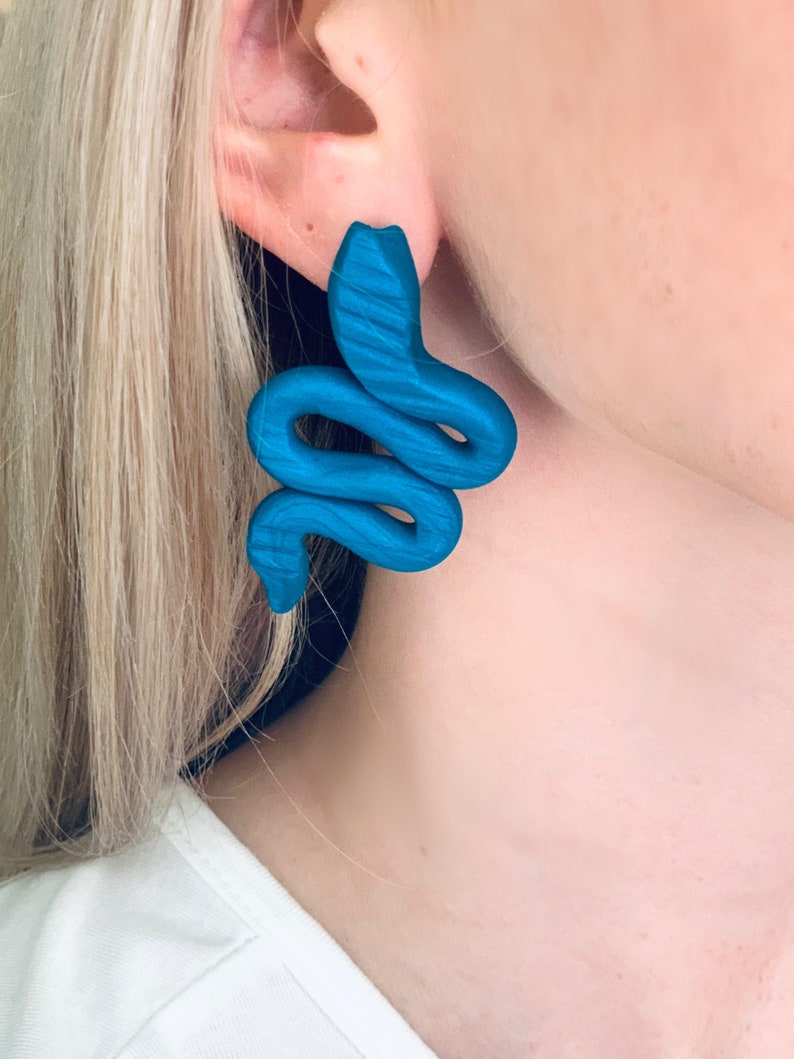 Snake Statement Earrings Polymer Clay Earrings Boho Dangle | Etsy