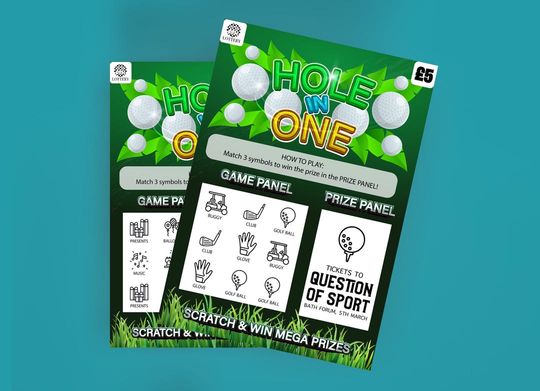 Golf Scratchcard, Scratch to Reveal Clubhouse Membership, Surprise ...