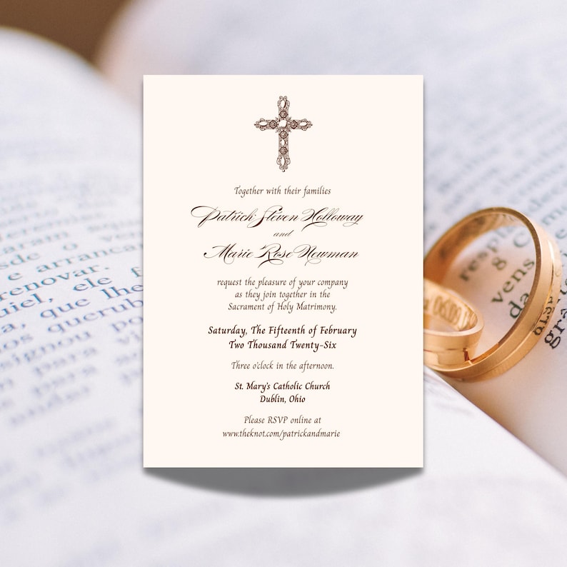 Catholic Wedding Invitation | Calligraphy Simplistic Formal Invite ...