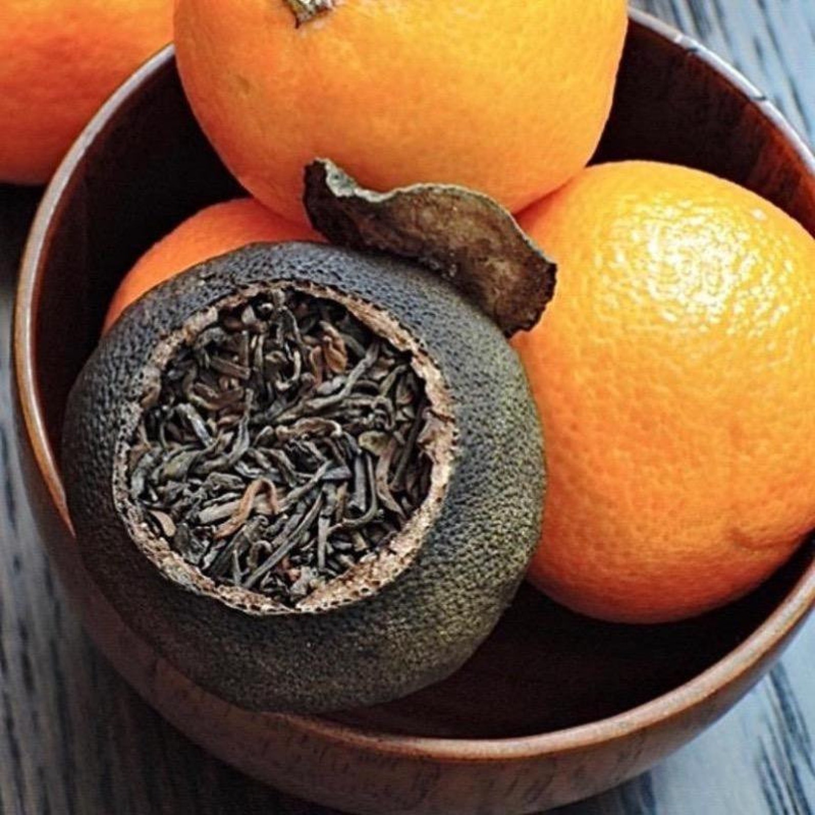 Green Dried Tangerine Shell Stuffed With Ripened Puerh Tea | Chinese ...