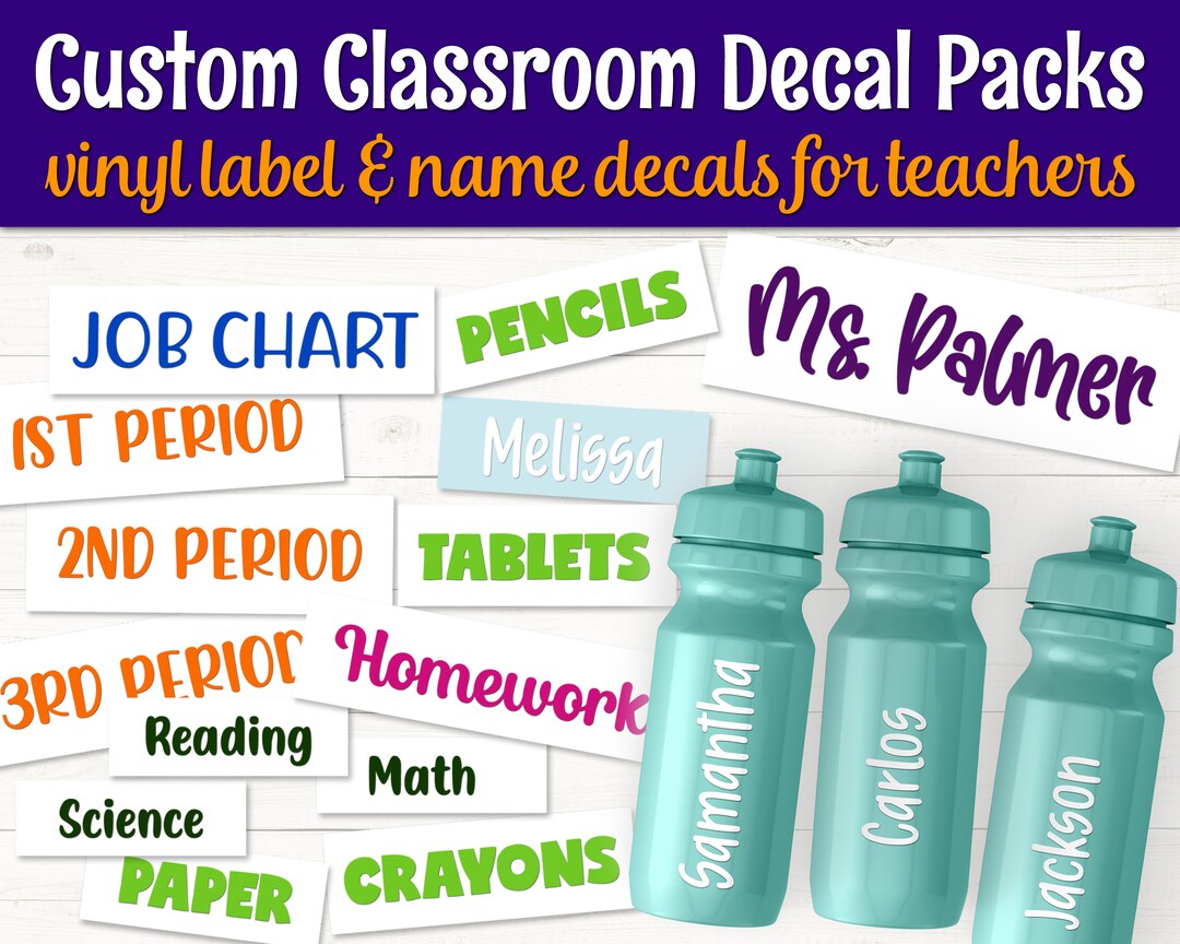 Custom Vinyl Classroom Decal Pack Permanent Adhesive Stickers for ...