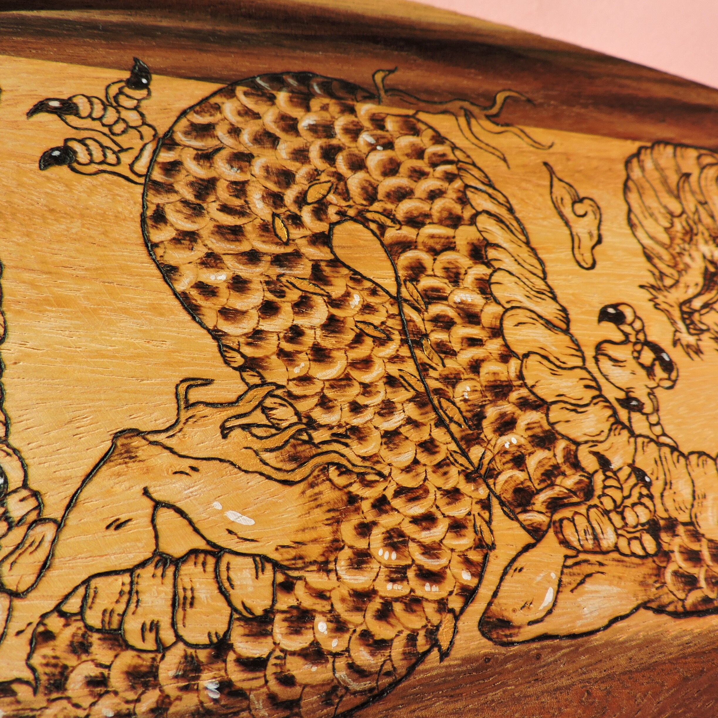 Dragon Wood Tray. Natural Wood Chopping Board. Pyrography Wood Tray ...