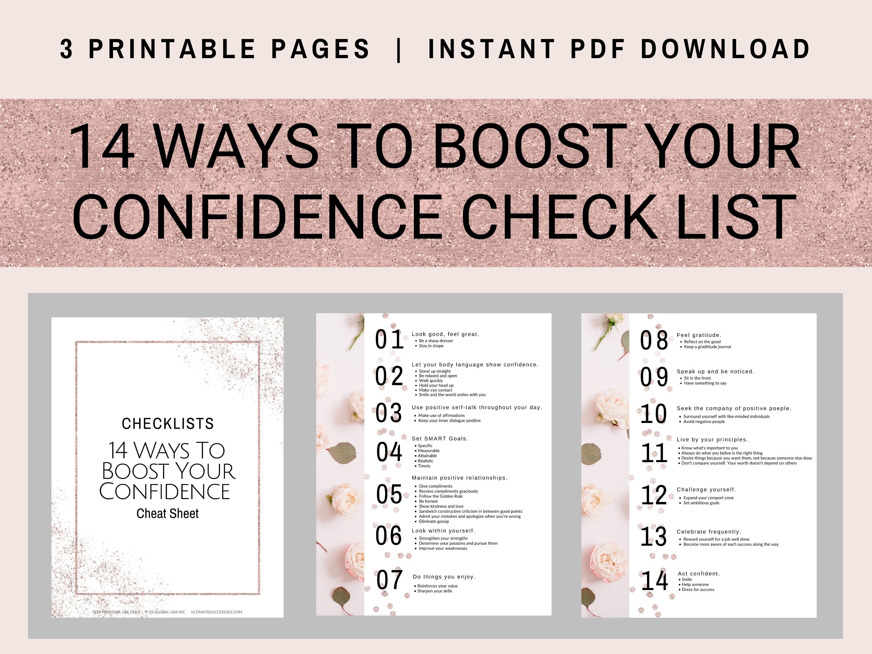 Check List- How to Boost Your Confidence Cheat Sheet - Etsy