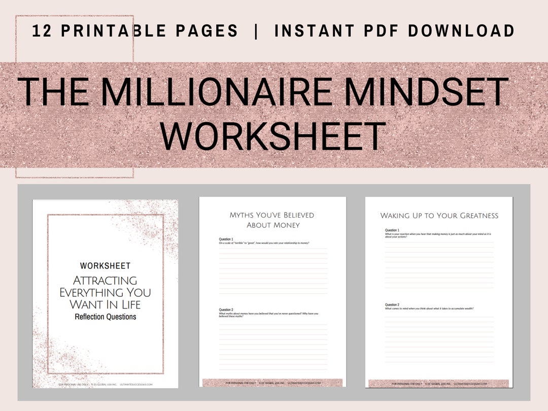 The Millionaire Mindset - Worksheet - Etsy