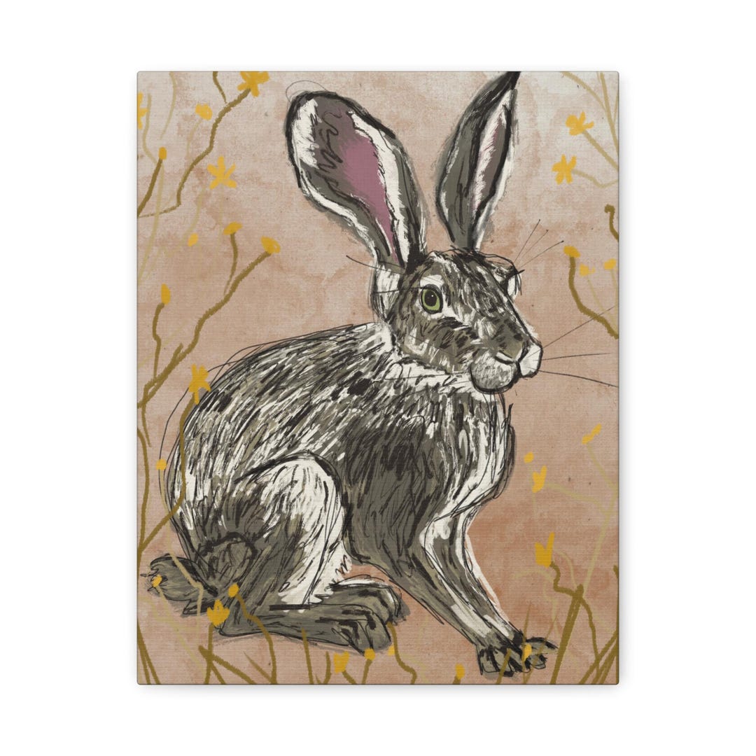 Whimsical Rabbit Art Print, Matte Canvas Wall Decor, Perfect for Animal ...