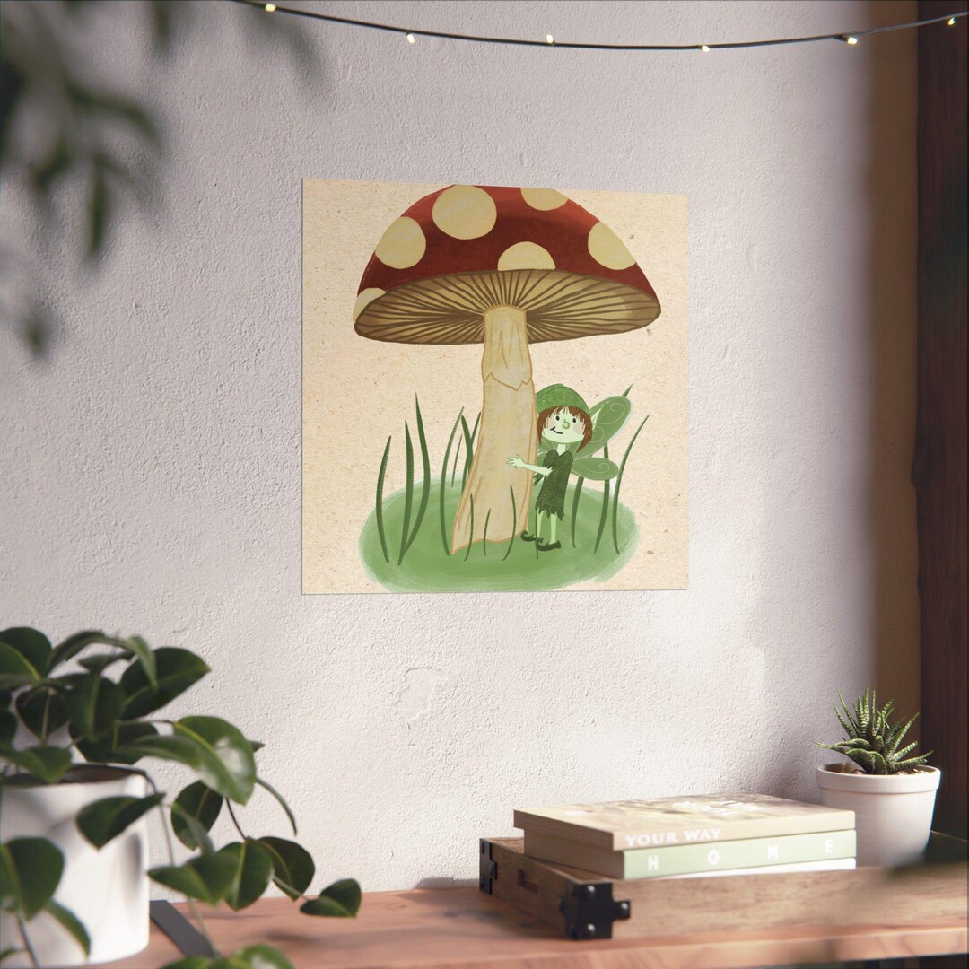 Whimsical Fairy Mushroom Poster, Nursery Wall Art, Child's Room Decor ...