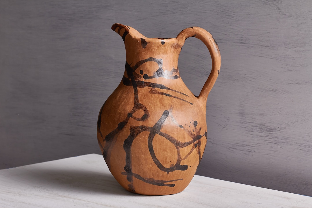 Barro Chorreado Pitcher: Oaxacan Natural Clay Pottery With Oak Resin ...