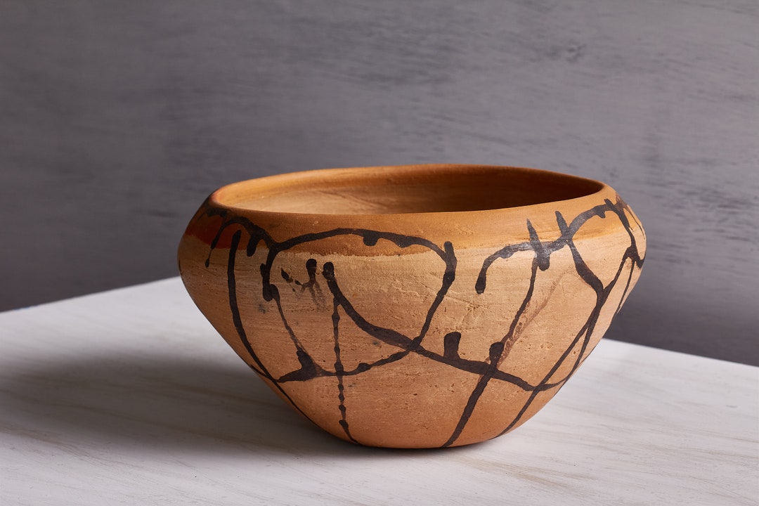 Barro Chorreado Fruit Bowl Made From Unglazed Native Clay With Oak ...