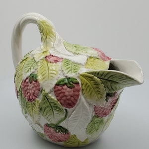 Vintage Italian Majolica Strawberry Pitcher, San Marco Ceramic Pitcher ...