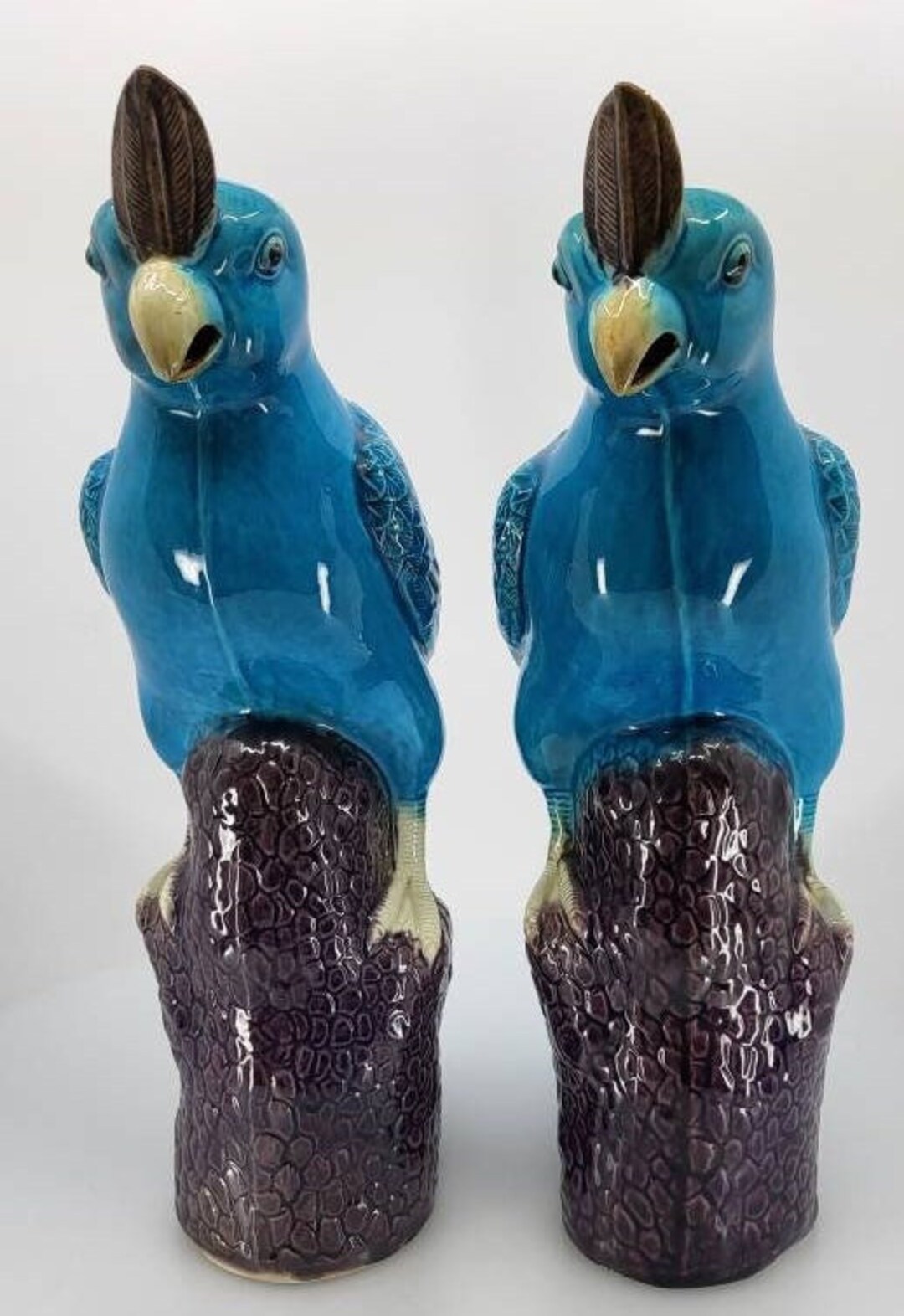 Vintage Circa 1930's Chinese Turquoise Cockatoo Figurines Sculpture ...