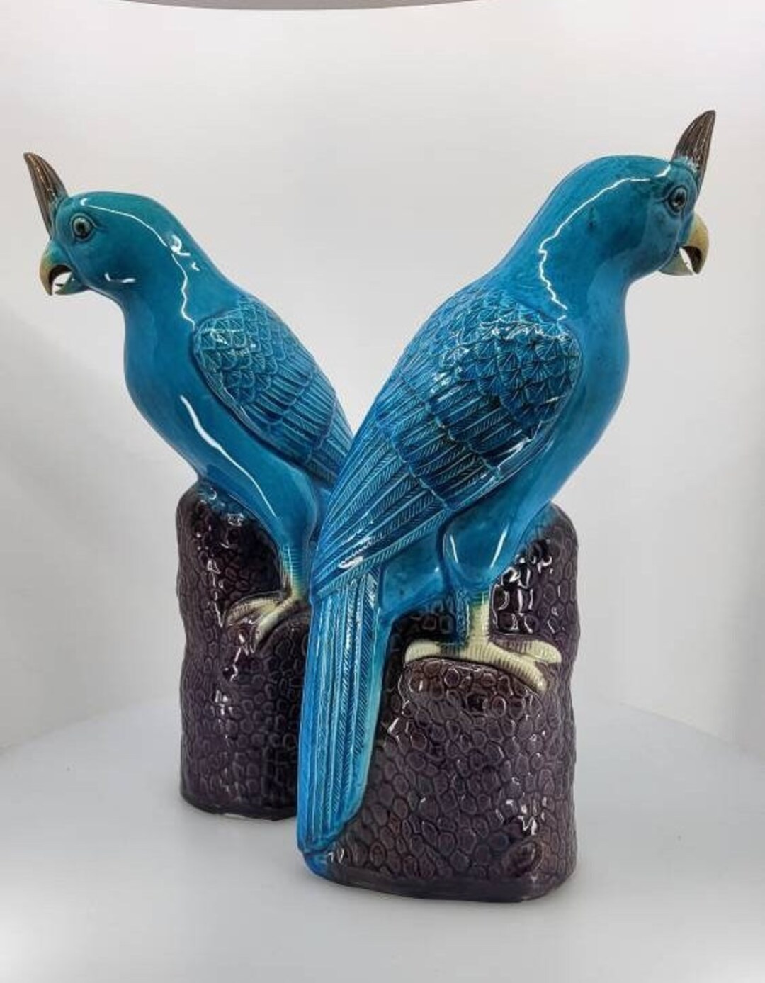 Vintage Circa 1930's Chinese Turquoise Cockatoo Figurines Sculpture ...
