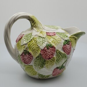 Vintage Italian Majolica Strawberry Pitcher, San Marco Ceramic Pitcher ...