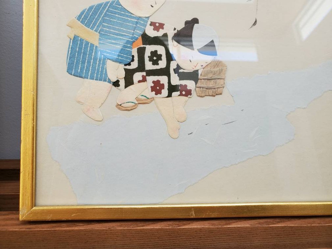 Japanese Paper Art Chigiri-e Art with Frame of a Child | Etsy