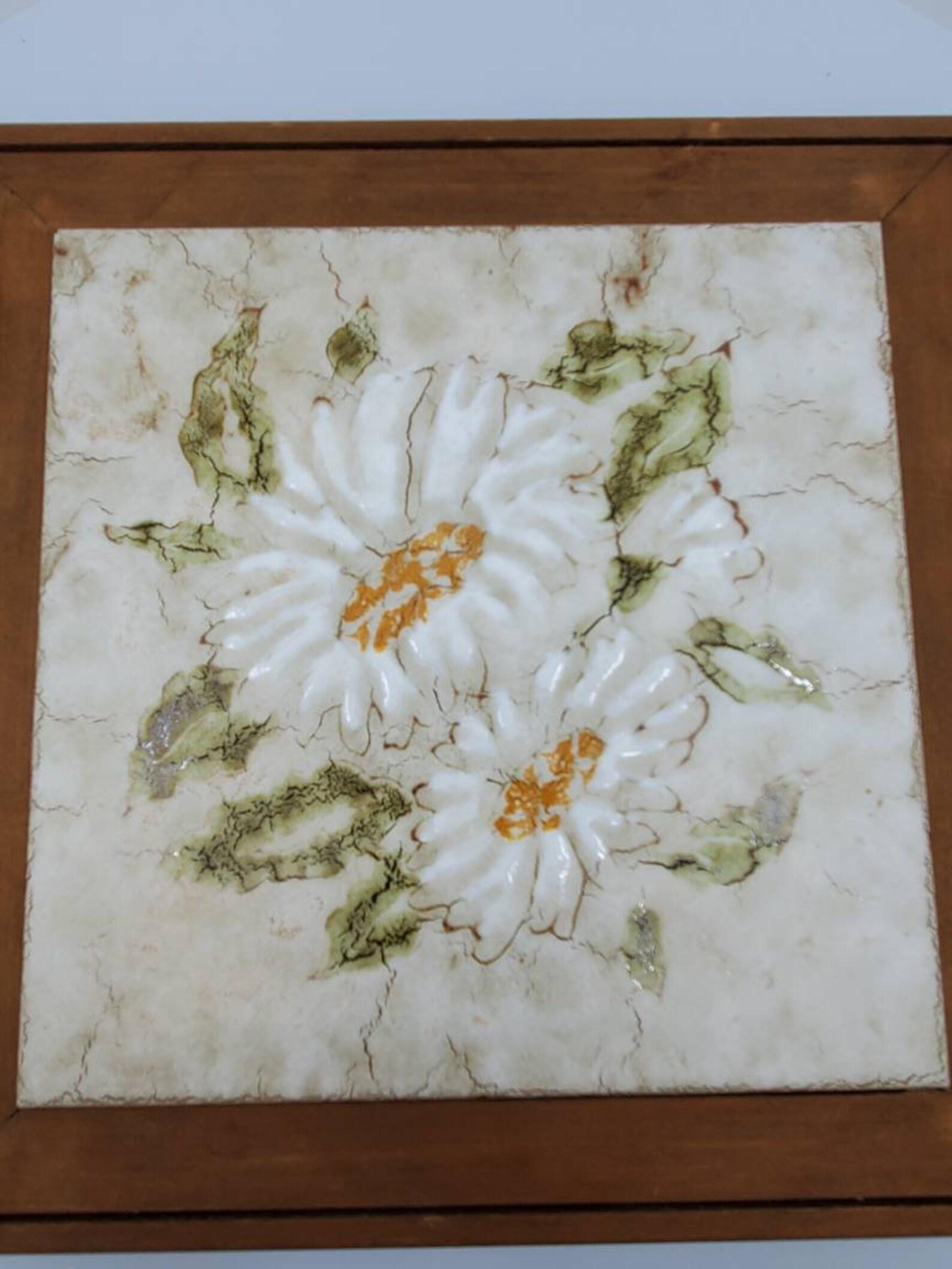 DAISY Tile Trivet With Wooden Border, Made in Italy - Etsy