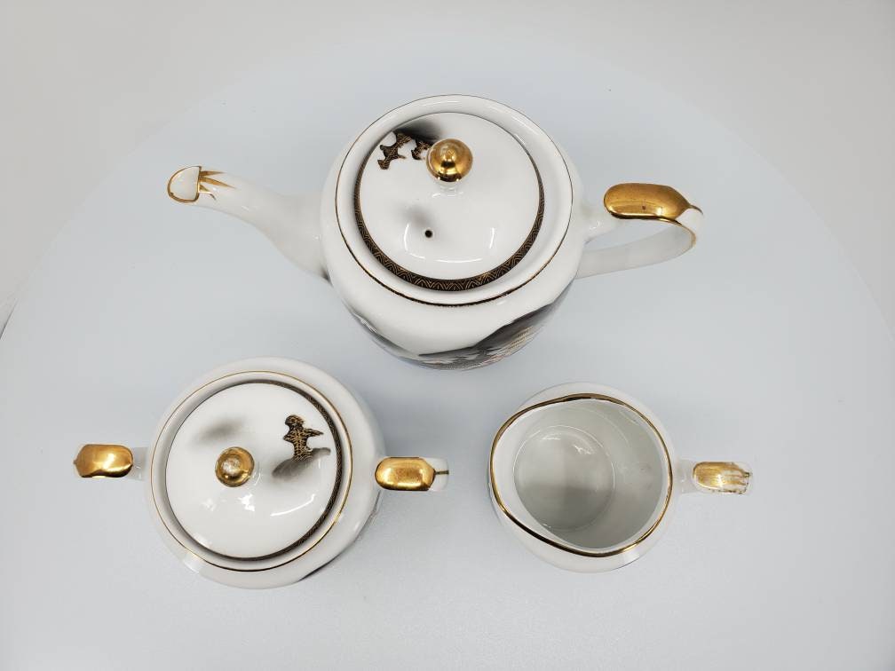 Rare Hayashi Kutani Japanese Bone China Tea Set With 4 | Etsy