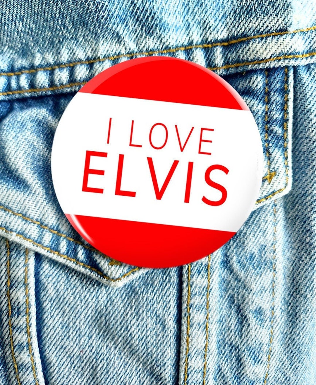 I Love Elvis Pin, I Love Elvis Badge, Brooch, Gift, Elvis Fan Stocking ...