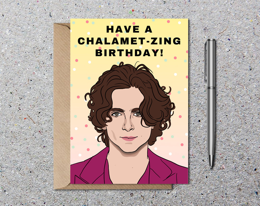 Timothée Chalamet Birthday Card, Timothee Chalamet Fan, Blank Greetings ...