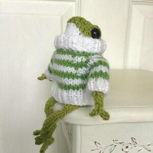 Hand Knitted Frog in Striped Sweater, Cute Birthday Gift, Valentines ...