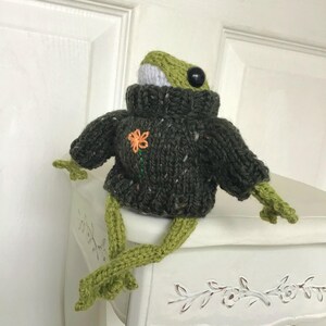 Hand Knitted Frog in Striped Sweater, Cute Birthday Gift, Valentines ...
