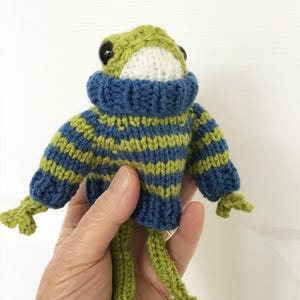 Hand Knitted Frog in Striped Sweater, Cute Birthday Gift, Valentines ...