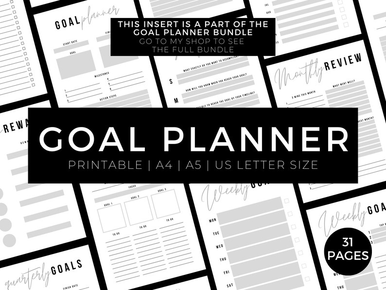 Printable Weekly Goal Planner Printable Goal Planner Insert - Etsy
