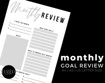 Monthly Reflection Printable Monthly Review Planner Insert - Etsy
