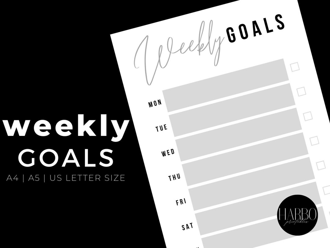Printable Weekly Goal Planner Printable Goal Planner Insert - Etsy