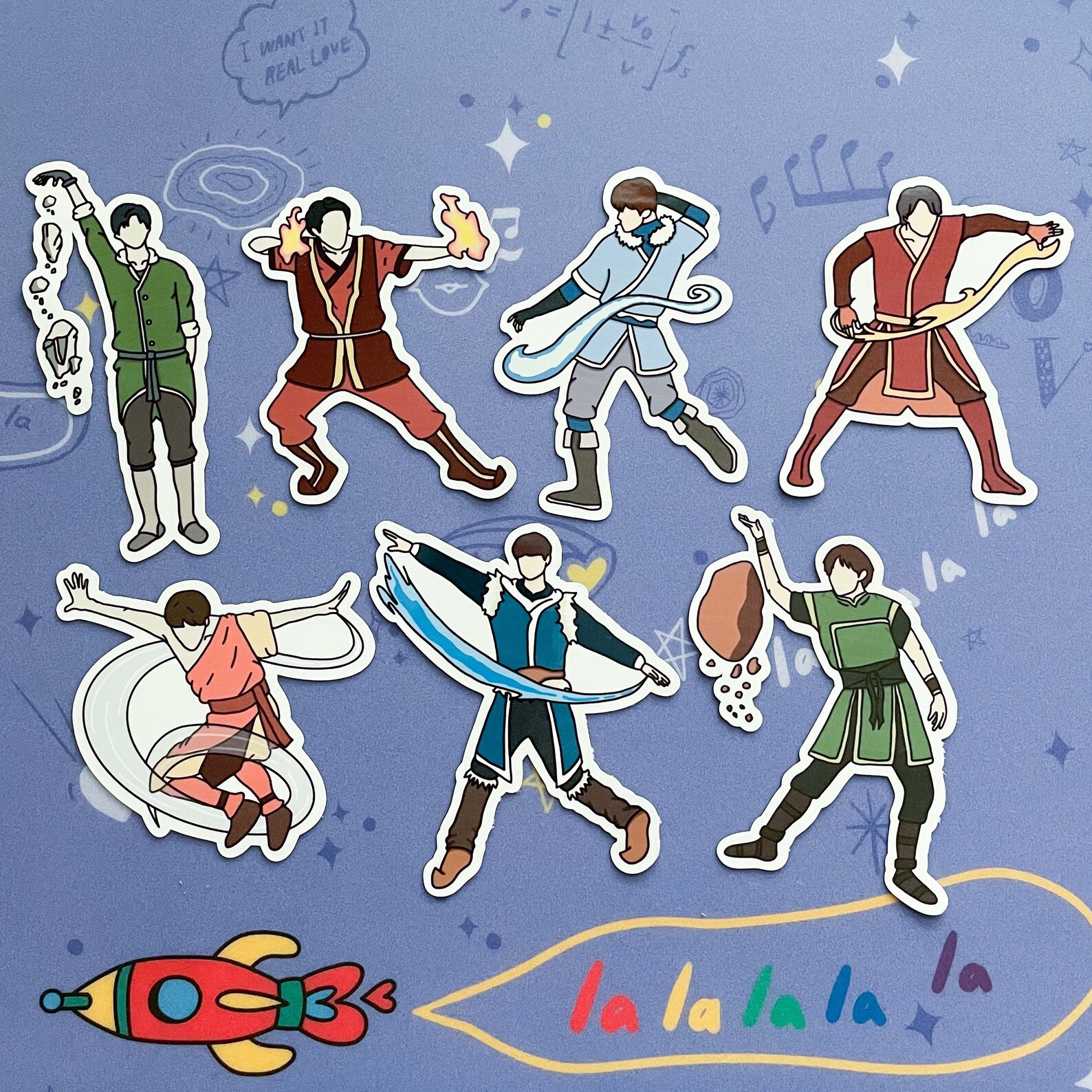 BTS as ATLA Benders Die Cut Stickers Matte, Waterproof, Laptop Sticker ...