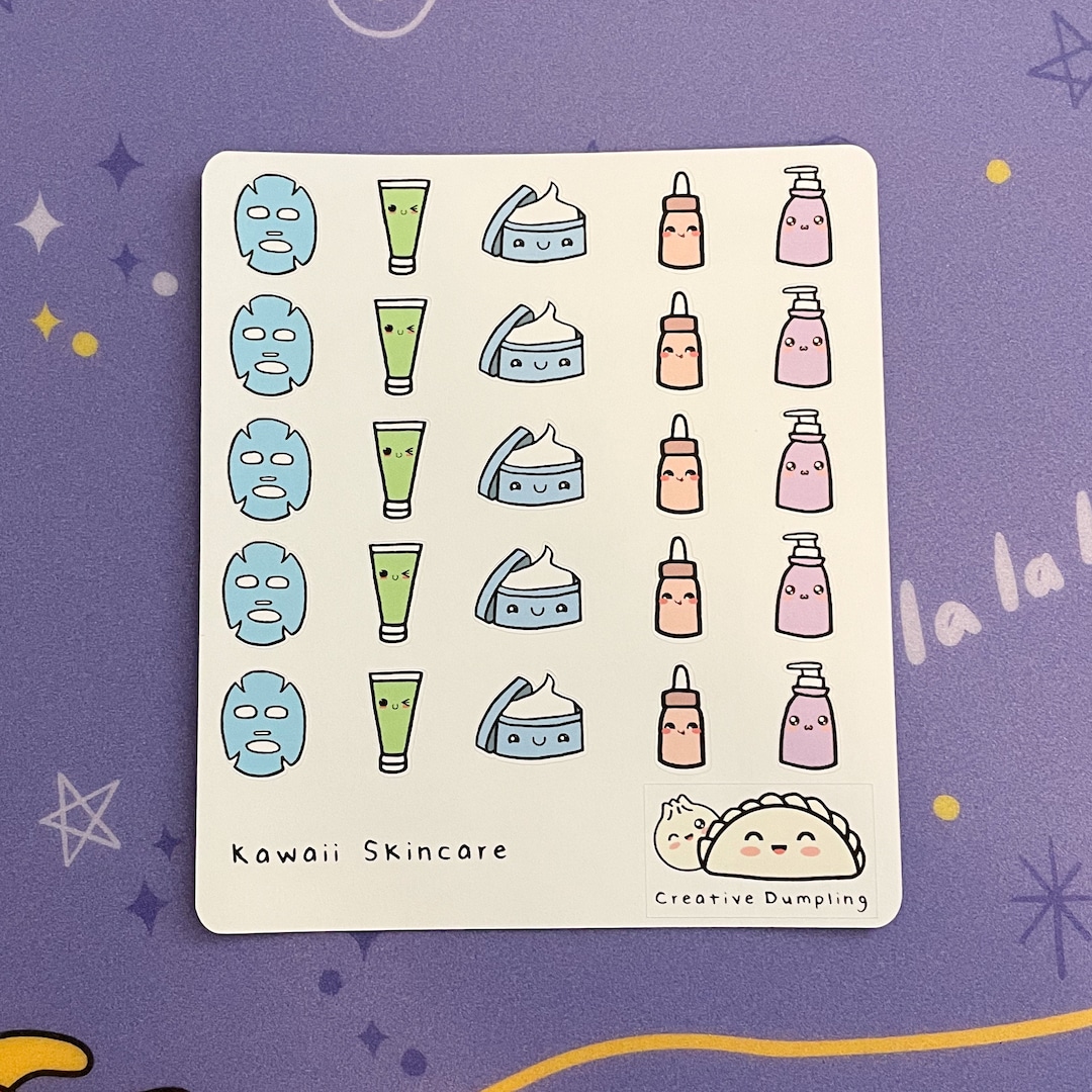 Kawaii Skincare Stickers | Matte, Planner Stickers - Etsy