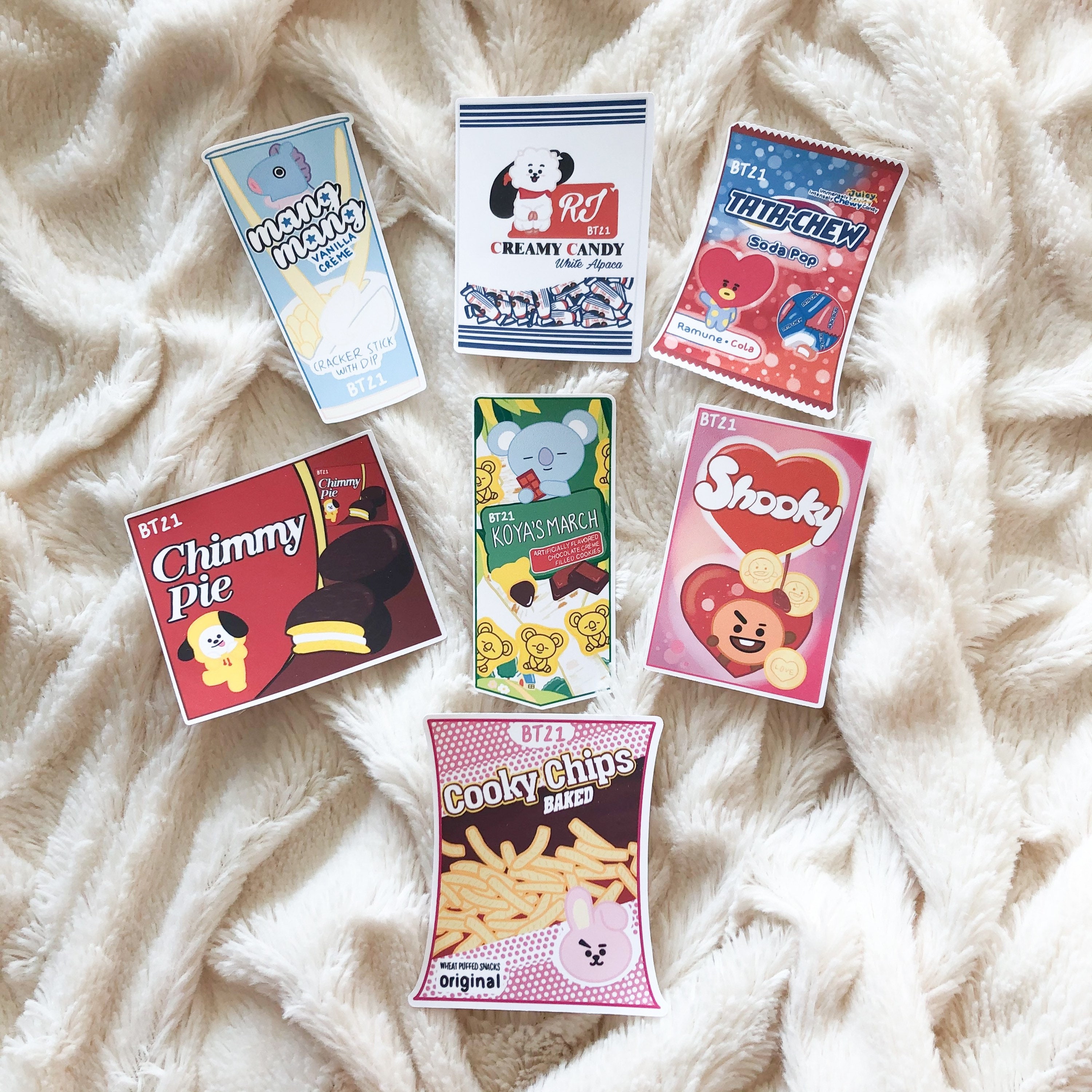 BT21 Snacks Die Cut Stickers Matte Waterproof Laptop | Etsy