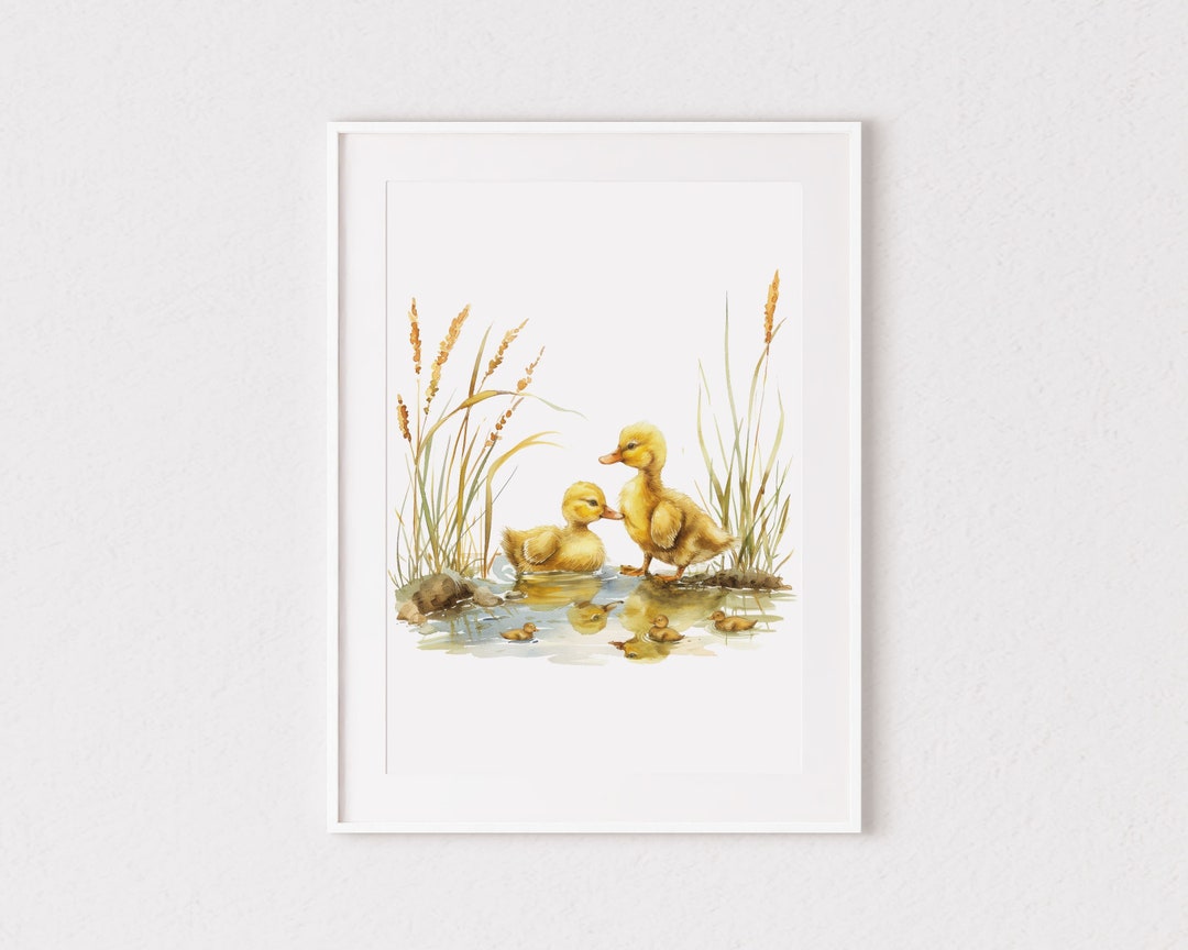 Cute Yellow Duck Print, Duck, Puddle, Pond, Ducks, Yellow Duck, Bedroom ...
