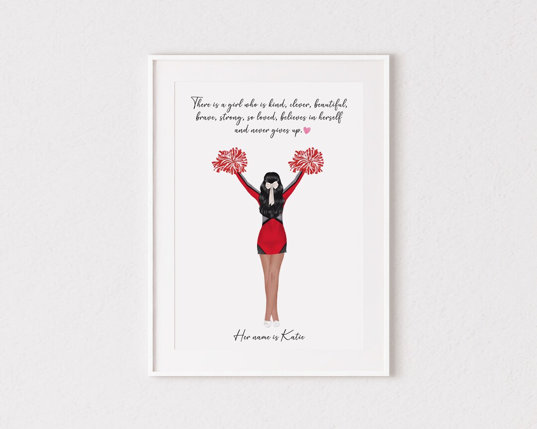 Personalised Cheerleading Girl Print, Cheerleading Gift, Wall Art, Wall ...