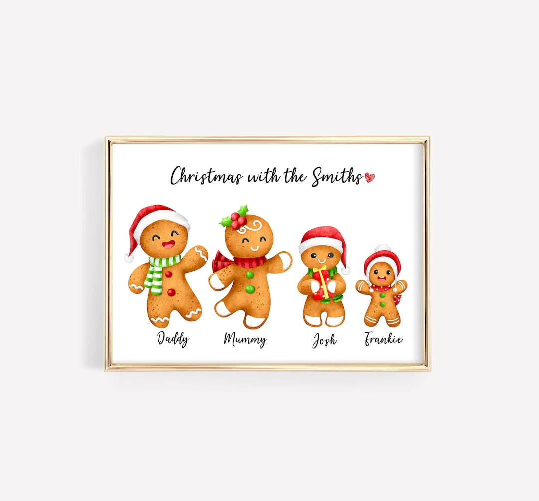 Personalised Gingerbread Christmas Family Print, Gingerbread Gift ...