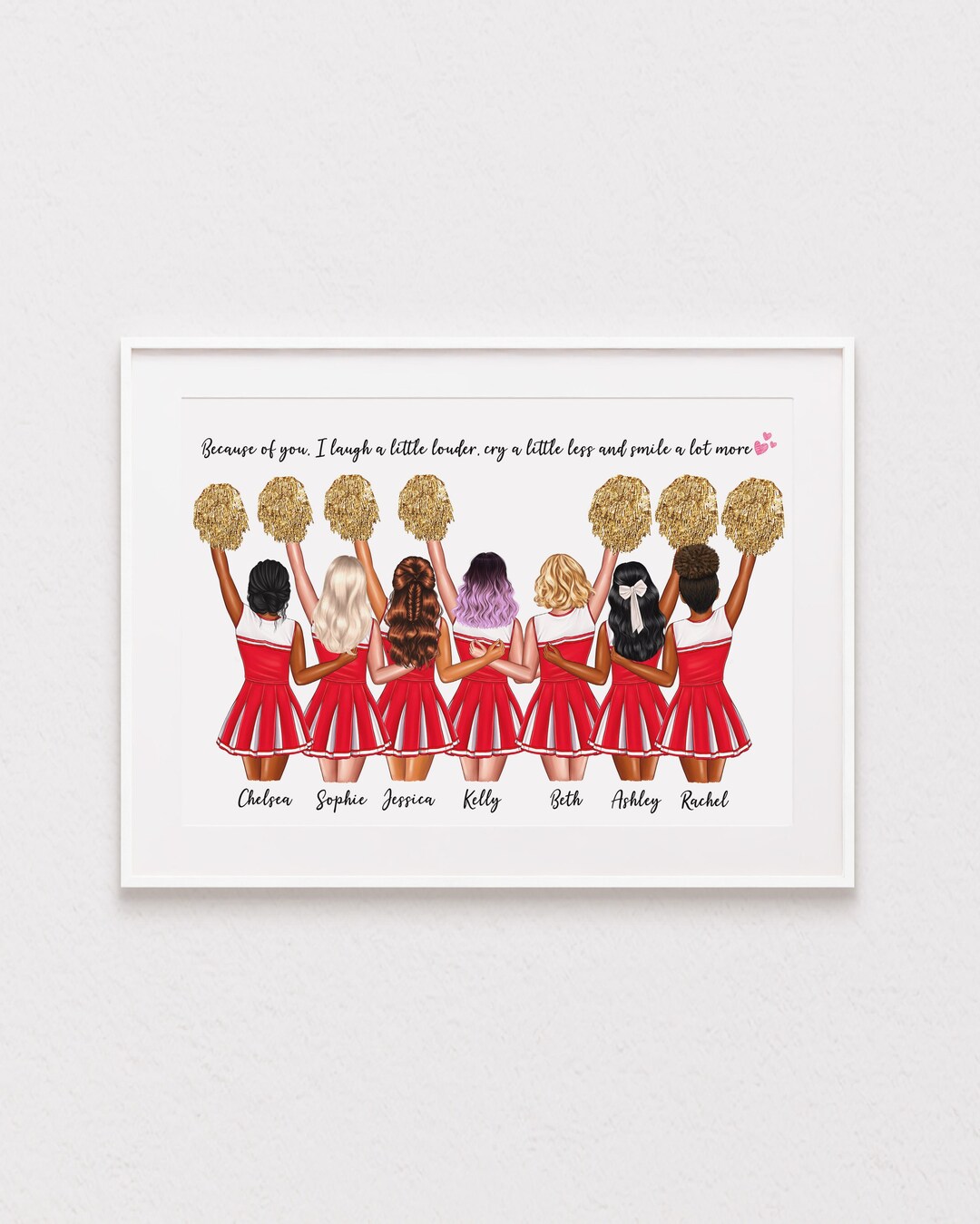 Personalised Cheerleader Best Friends Print, Cheerleading, Cheer Squad ...