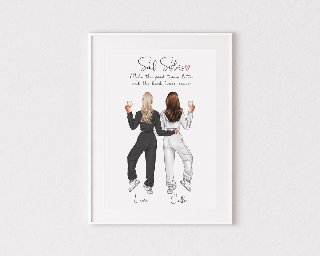 Personalised Best Friend Print in Tracksuits, Besties, Friends, Sisters ...