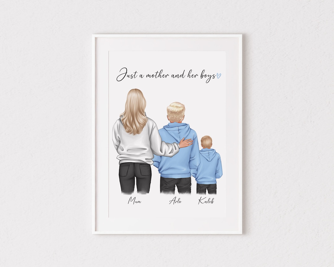Personalised Mother and Son Print, Mother, Son, Gift, Mummy, Mum, Mom ...