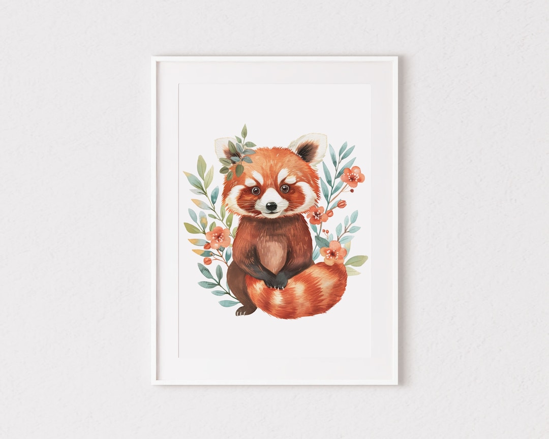 Cute Red Panda Print, Animal, Home, Cottagecore, Bedroom, Decor, Wall ...