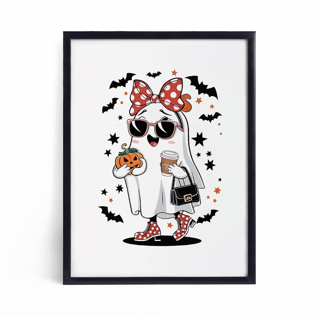Cute Ghost Print, Halloween, Groovy, Pink, Pastels, Decor, Decorations ...