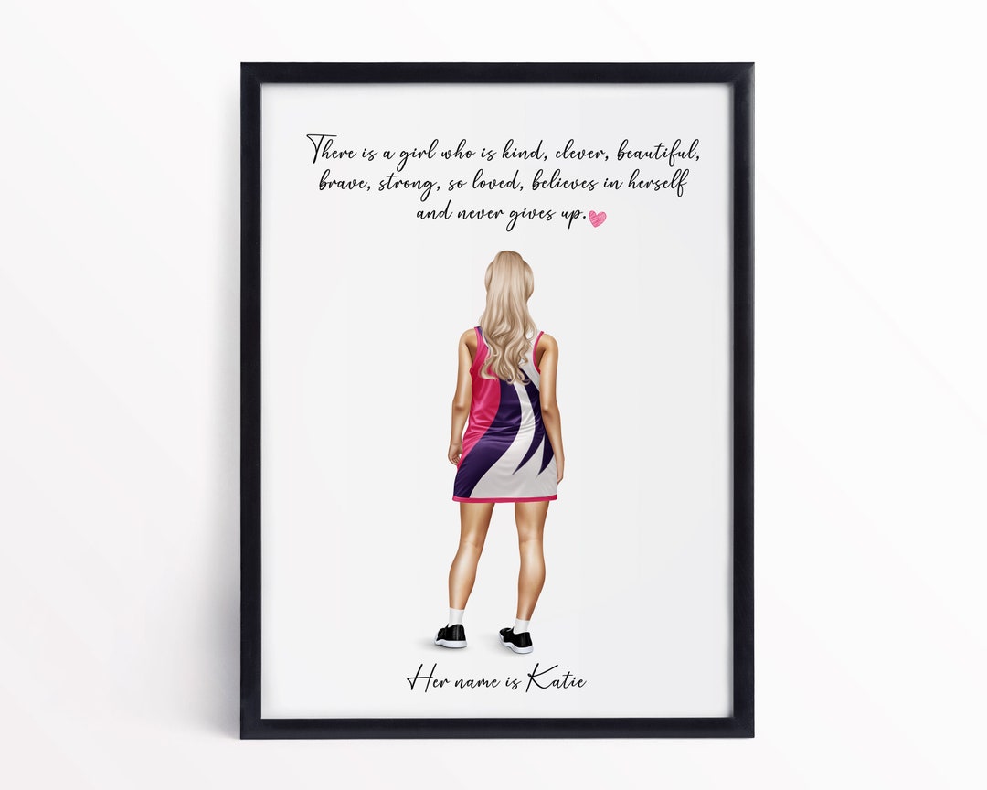 Personalised Netball Girl Print, Netball Gift, Wall Art, Decor, Poster ...