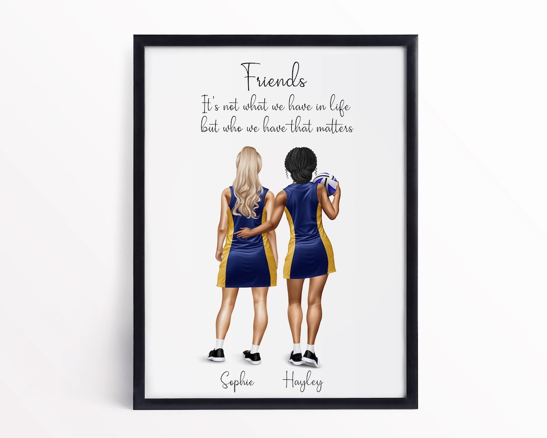 Personalised Netball Best Friends Print, Netball Team, Gift, Friends ...
