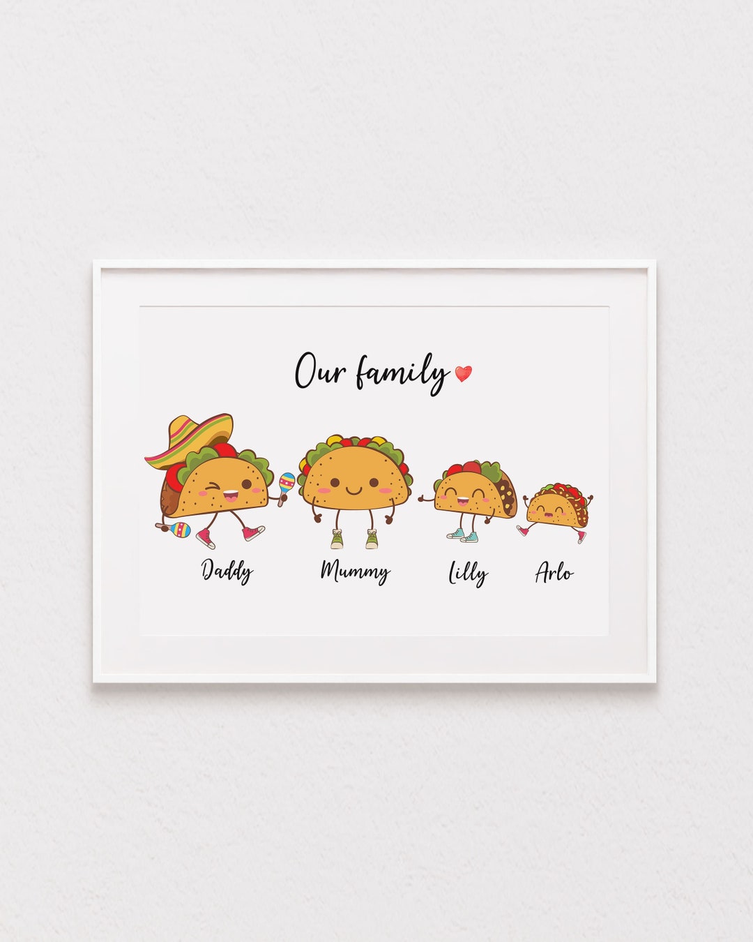 Cute Personalised Taco Family Print, Gift, Mother, Mum, Daughter, Son ...