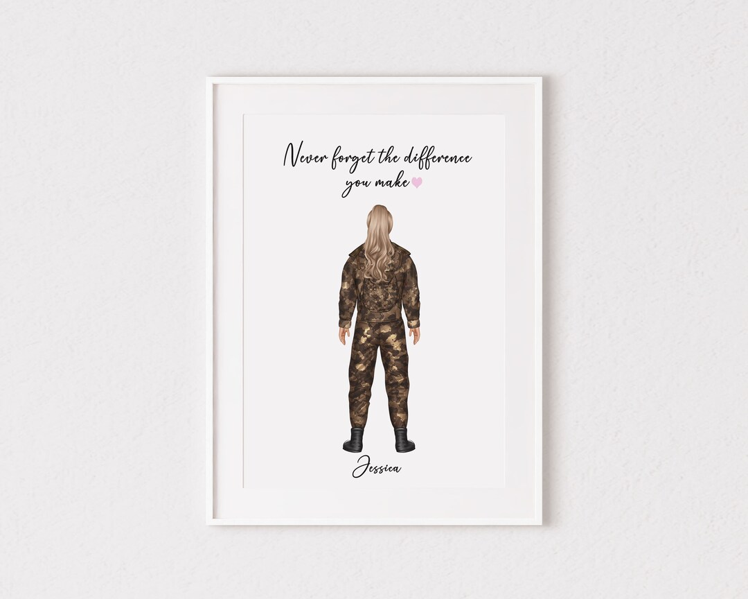 Personalised Female Soldier Print, Army, Soldier, Gift, Hero ...