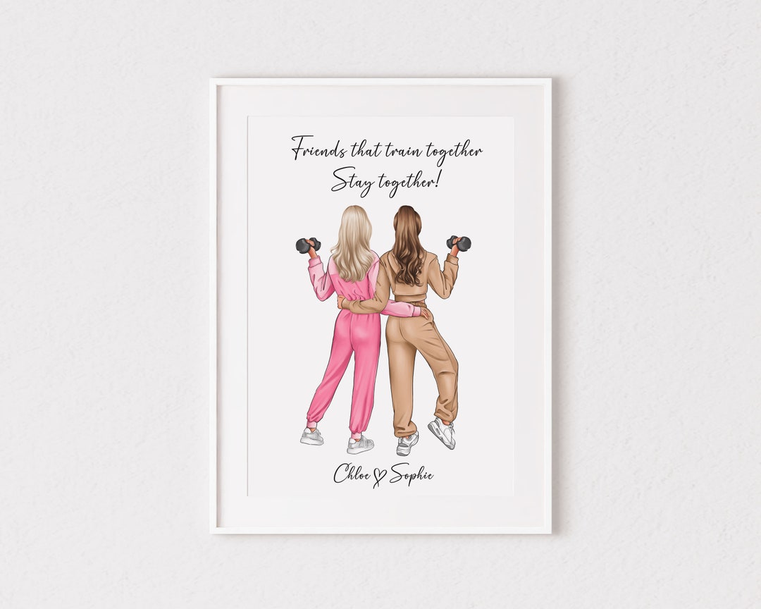 Personalised Gym Best Friends Print, Gift, Bestie, Girls, Gym Buddies ...